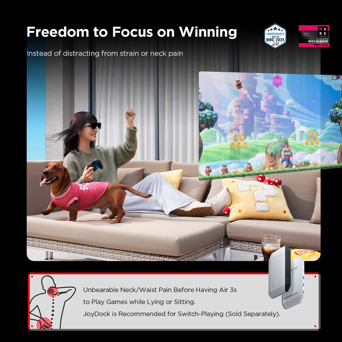 RayNeo Air 3s AR Glasses: 1200Nits Cinema Display, 201" Screen