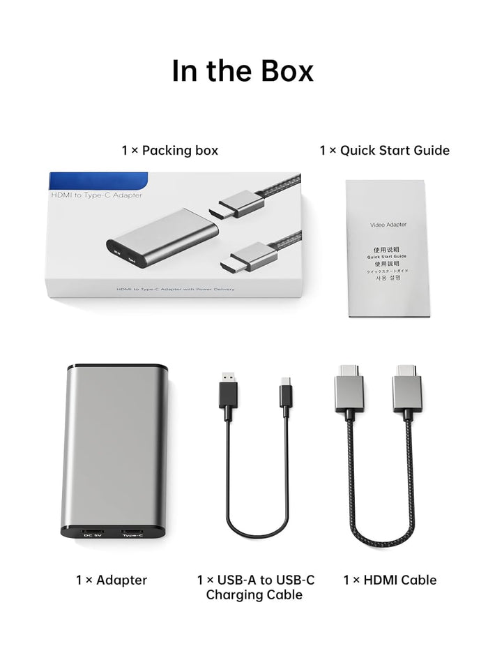 HDMI to Type-C and charging adapter for AR Glasses